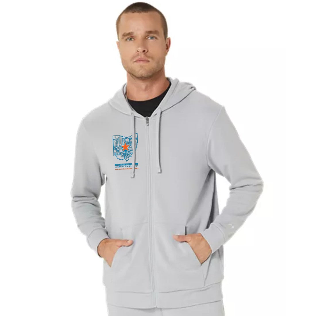 Columbus Marathon Unisex Ohio Outline Sweat Full Zip Hoodie – Columbus ...